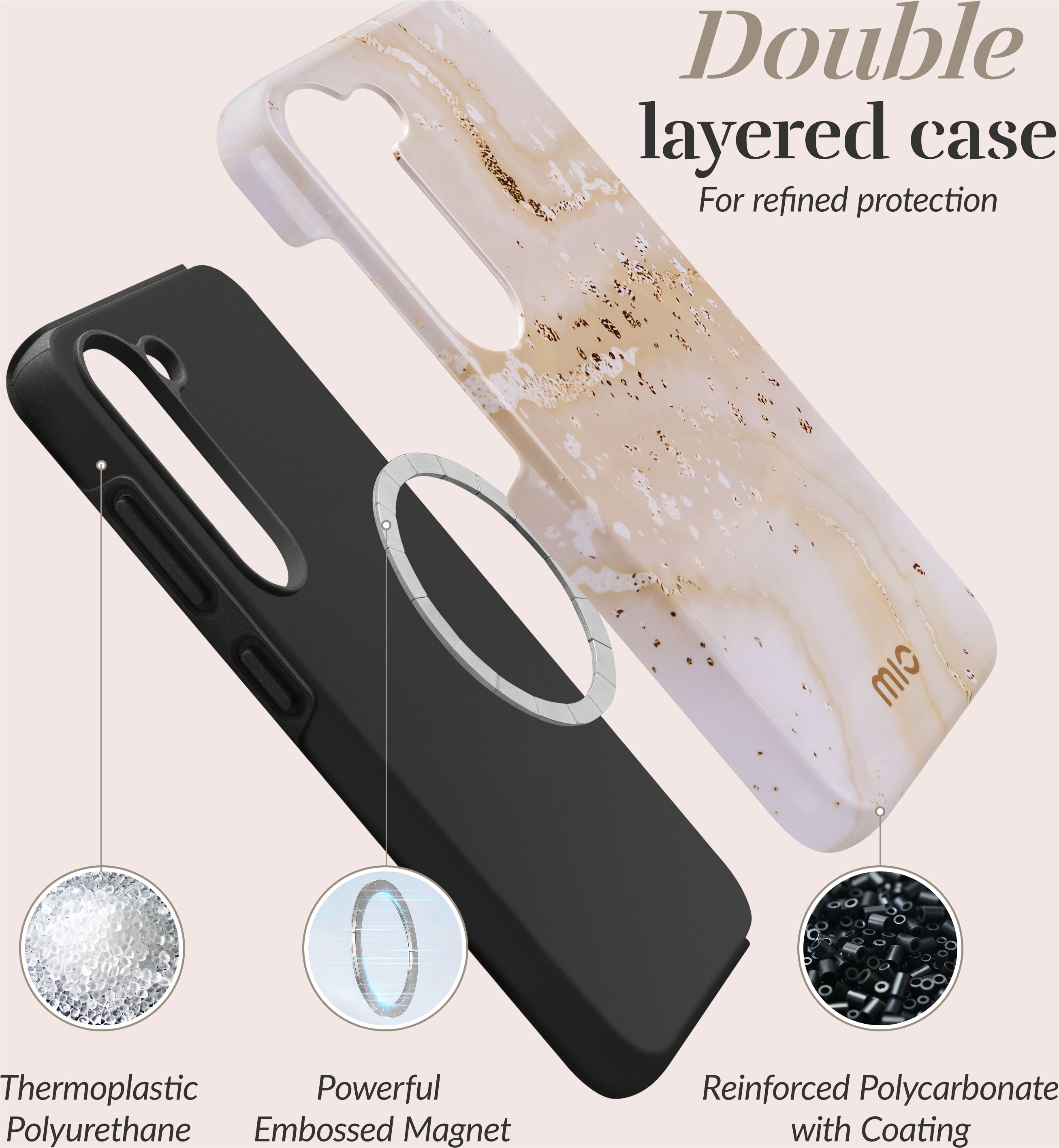 MIO Samsung Galaxy S24 MagSafe Hoesje Hardcase Backcover - Gold Marble 3-29553 - hoesjesdirect.nl