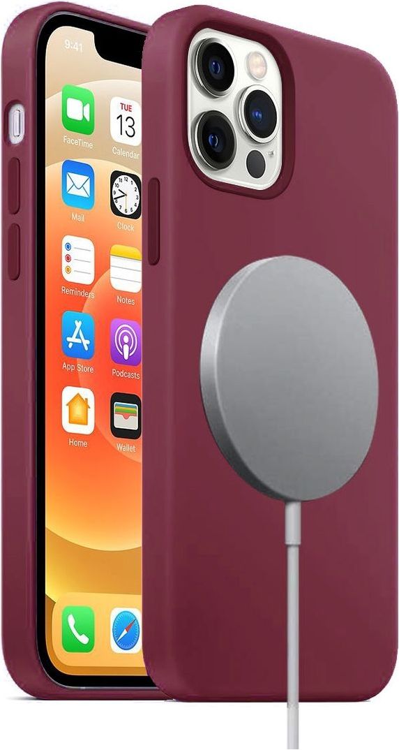 Mobigear Rubber Touch iPhone 12 Pro Siliconen MagSafe Hoesje Backcover - Bordeaux Rood 610030 ...