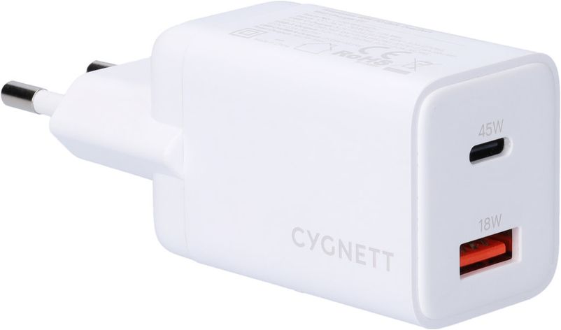 Cygnett Powerplus Dual USB / USB-C Power Delivery 45W - Wit 4-100162 ...